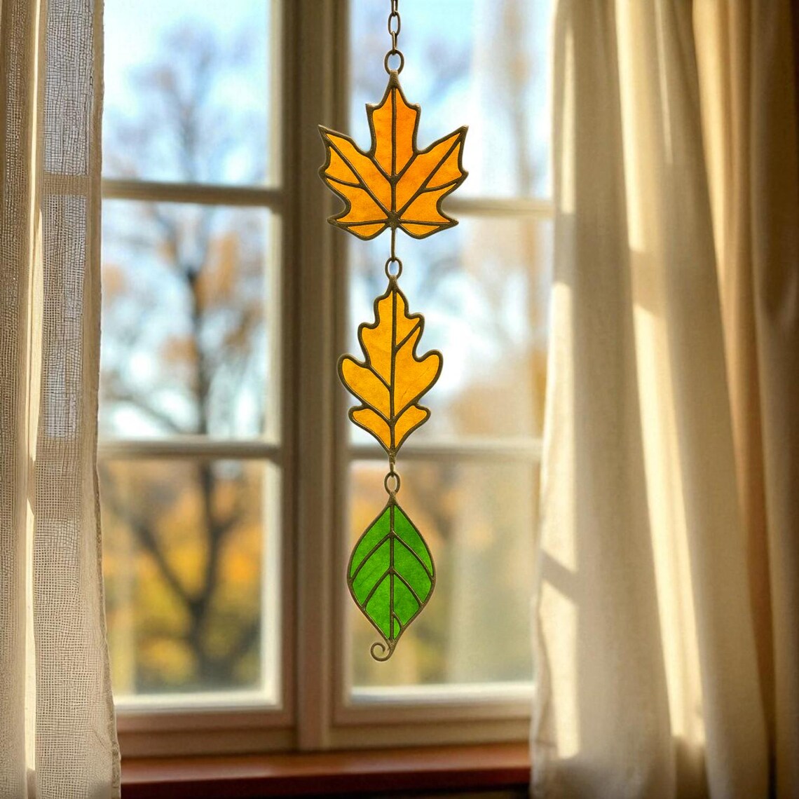Handmade Stained Glass Fall Leaf Suncatcher – Window Decor - Etsy