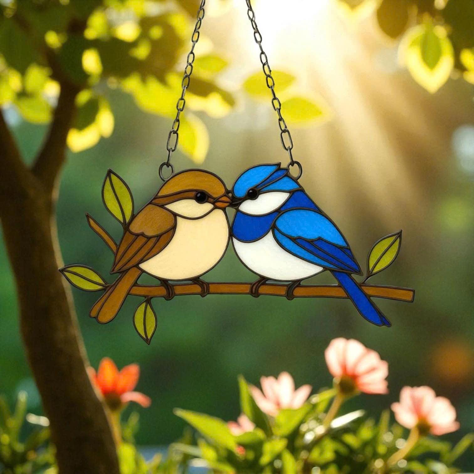 Stained Glass Bird Suncatcher – Fairy-wrens Window Hanging, Handmade - Etsy