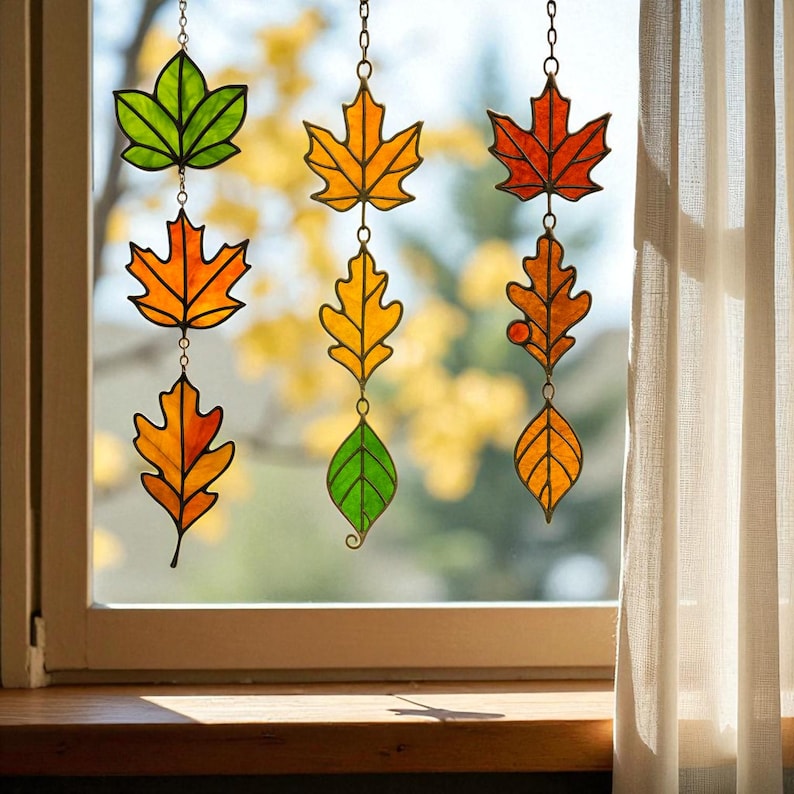 Handmade Stained Glass Fall Leaf Suncatcher – Window Decor - Etsy