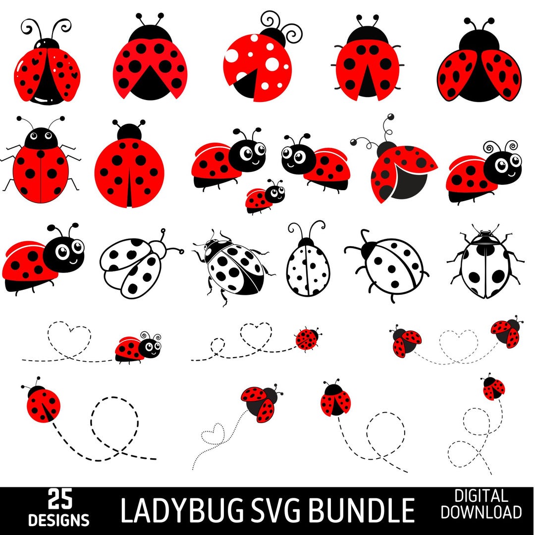 Ladybug SVG Bundle: Layered Clipart, Silhouette Designs (digital ...