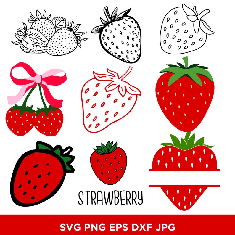 Strawberry SVG Bundle: Fruits Clipart, Cut Files (instant Download) - Etsy