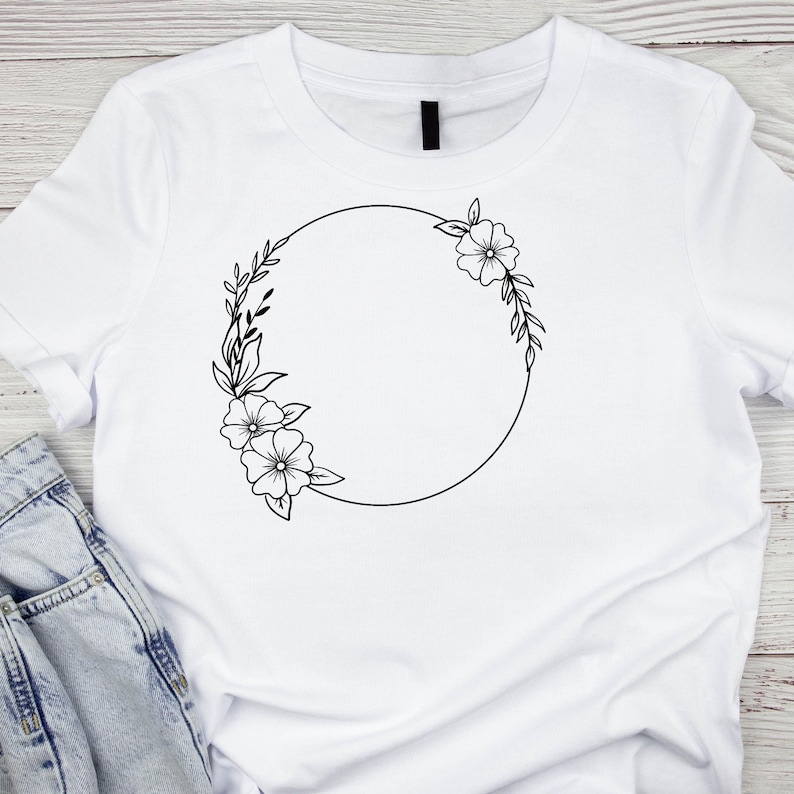 Floral Wreath SVG Bundle: Botanical Circle Frame Designs (instant ...