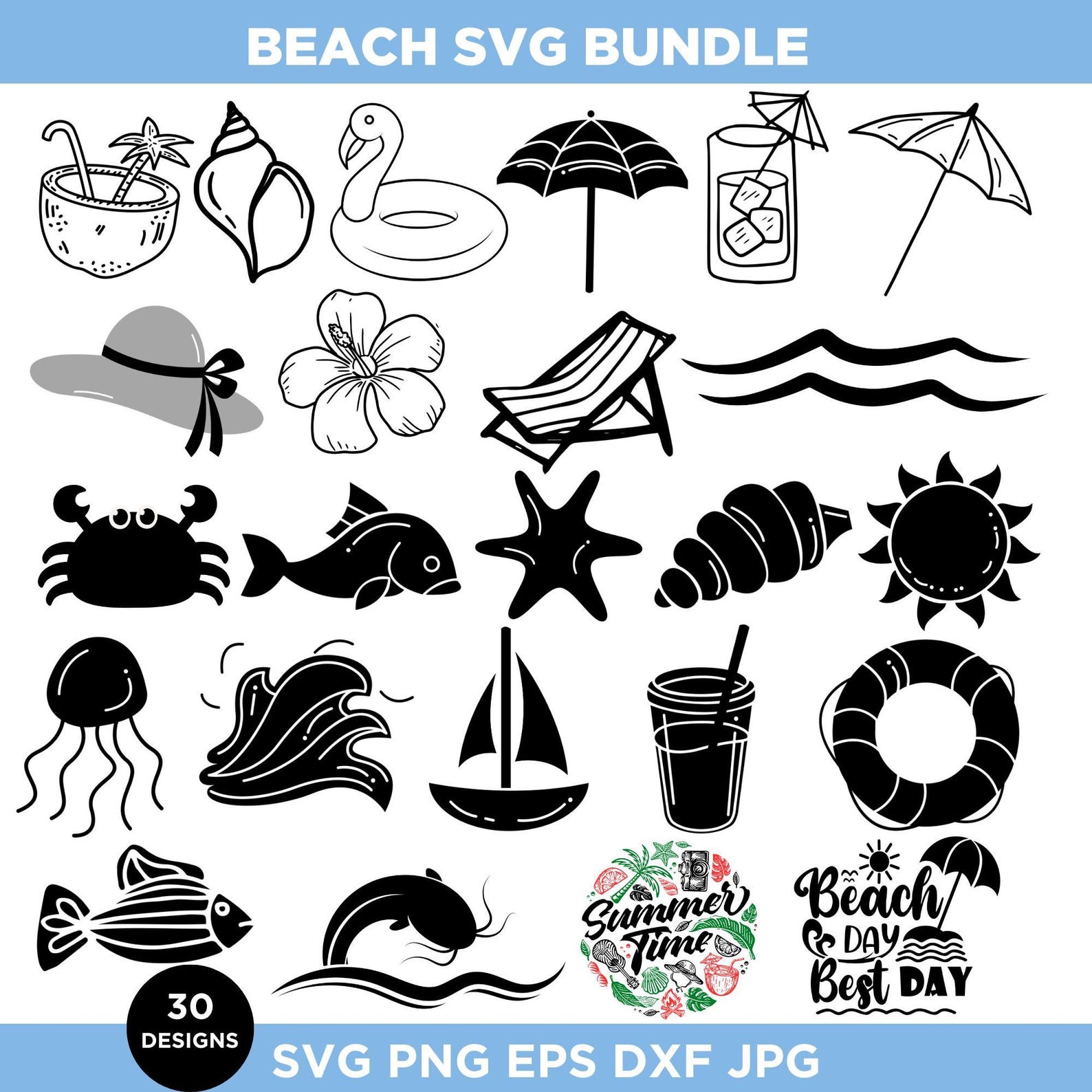 Summer Svg Bundle, Beach Svg Png Bundle - Etsy