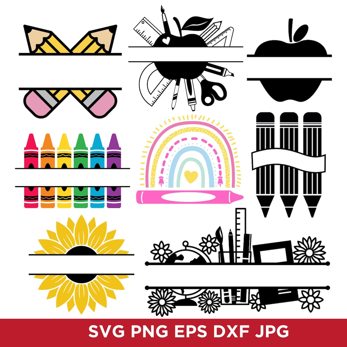Teacher Monogram SVG Bundle: Back to School Designs (digital Download ...