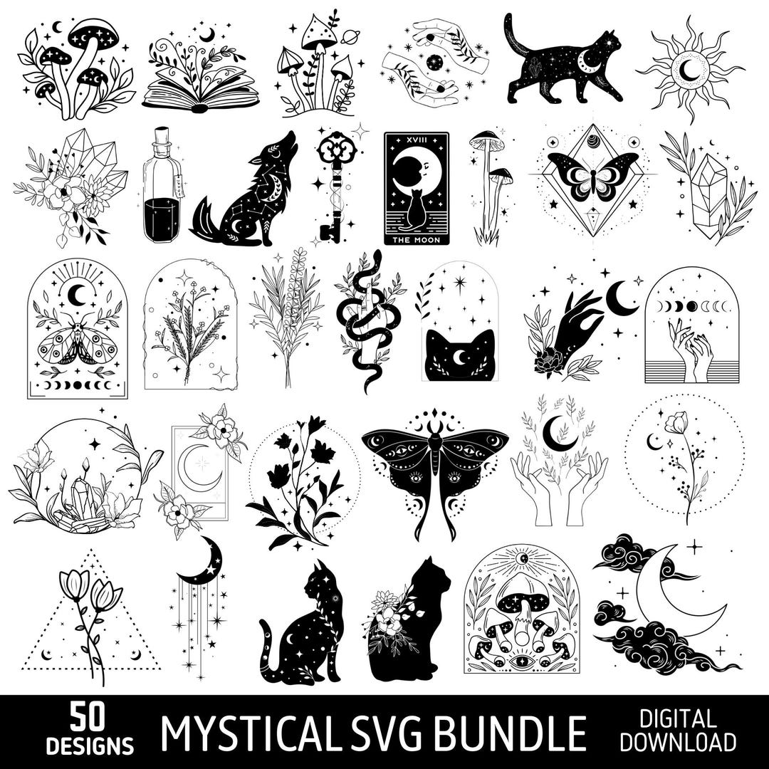 Mystical SVG Bundle: Celestial, Moon, Magic Designs (digital Download ...