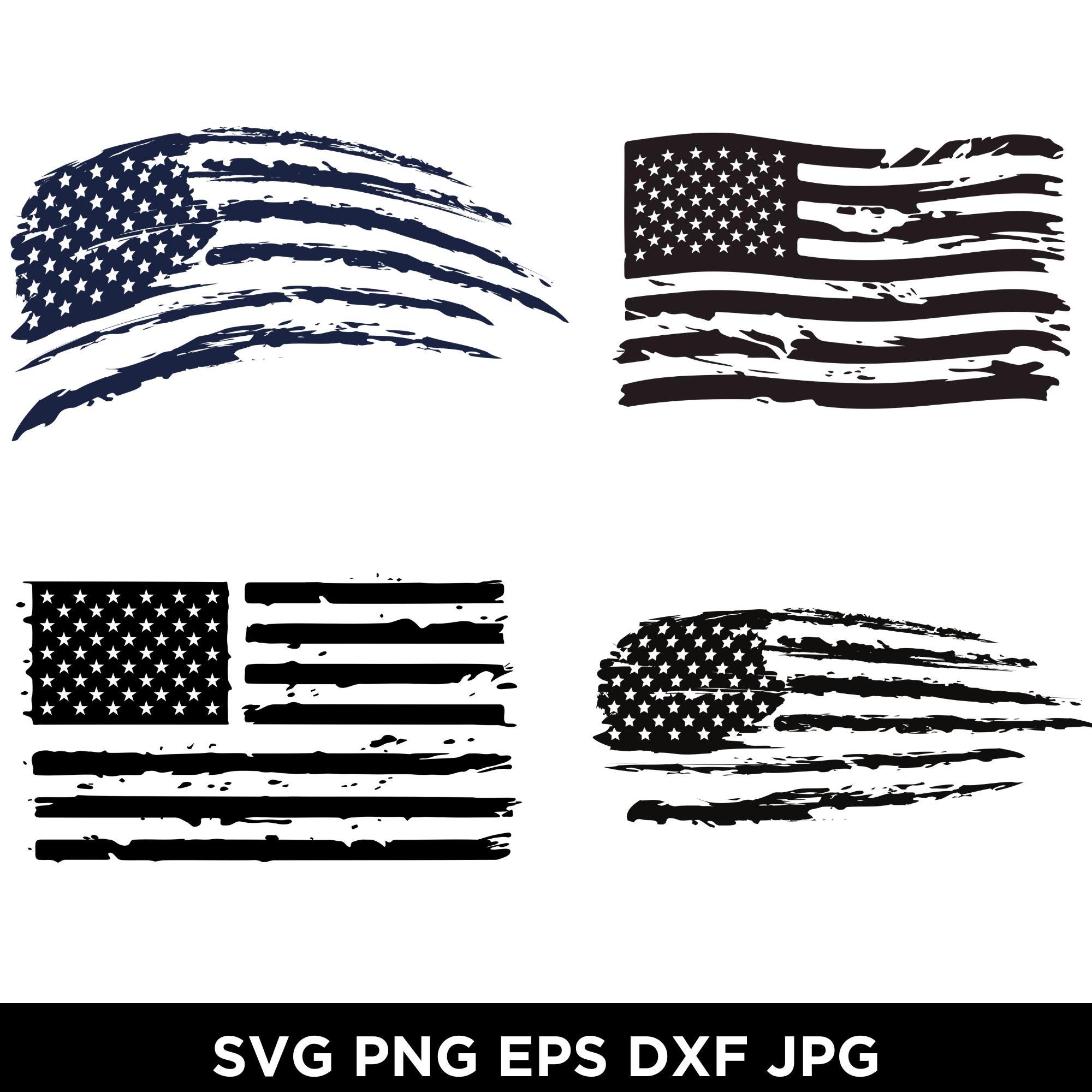 Distressed American Flag SVG Bundle: Patriotic Designs (digital ...
