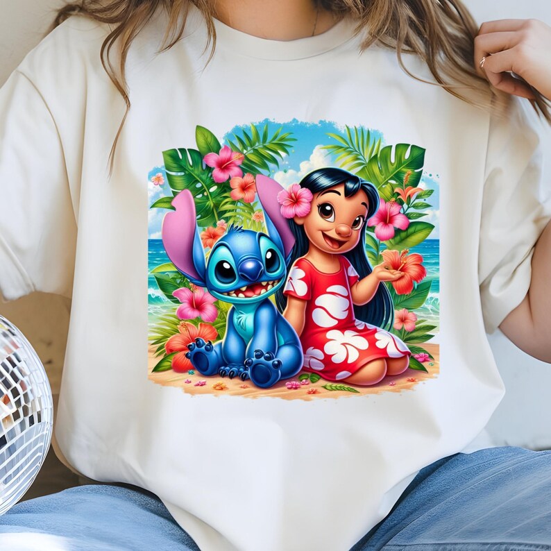 Lilo & Stitch Clipart: Hawaiian Beach Scene, Tropical Flowers (PNG) - Etsy