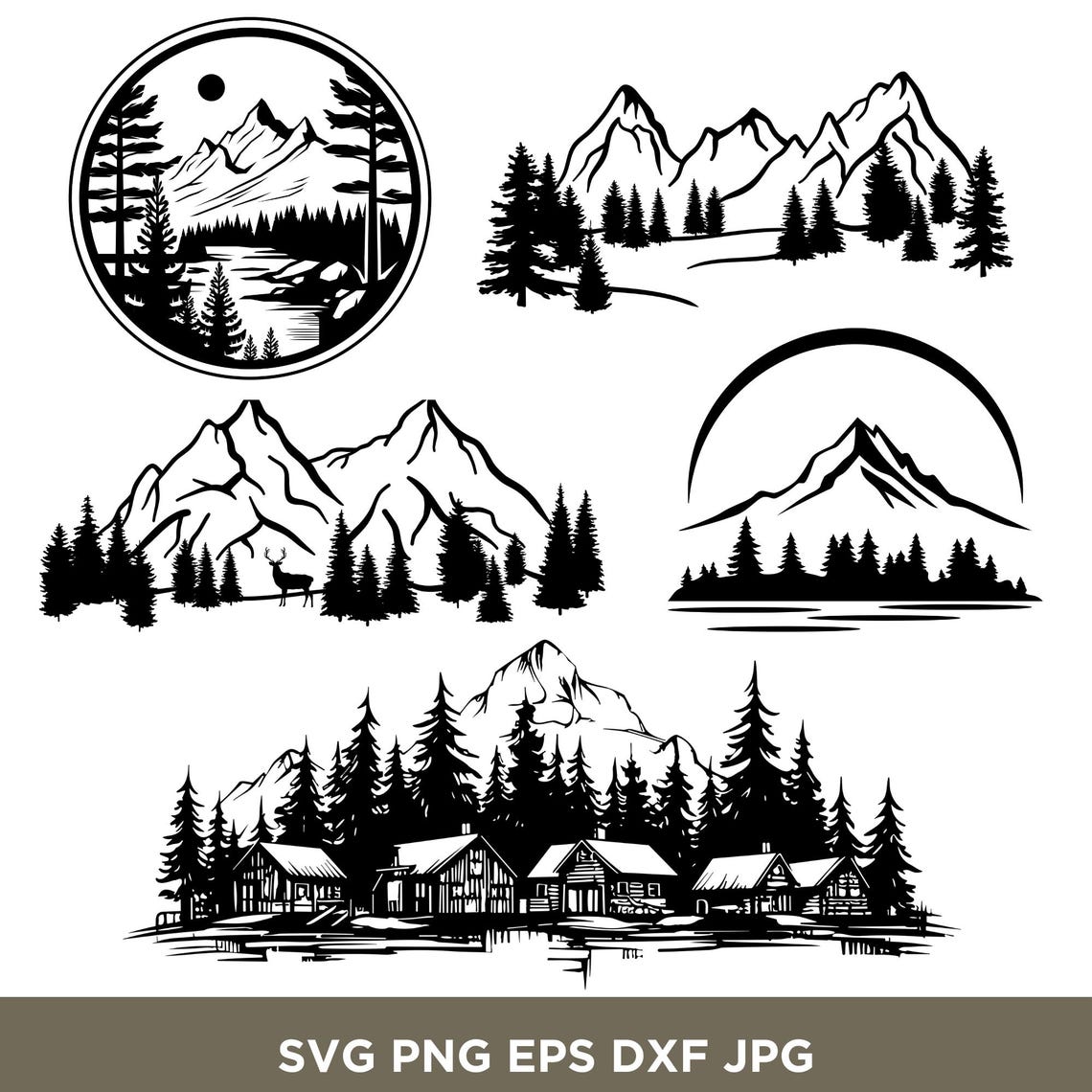 Mountain Scenes SVG Bundle: Adventure & Travel Designs (digital ...