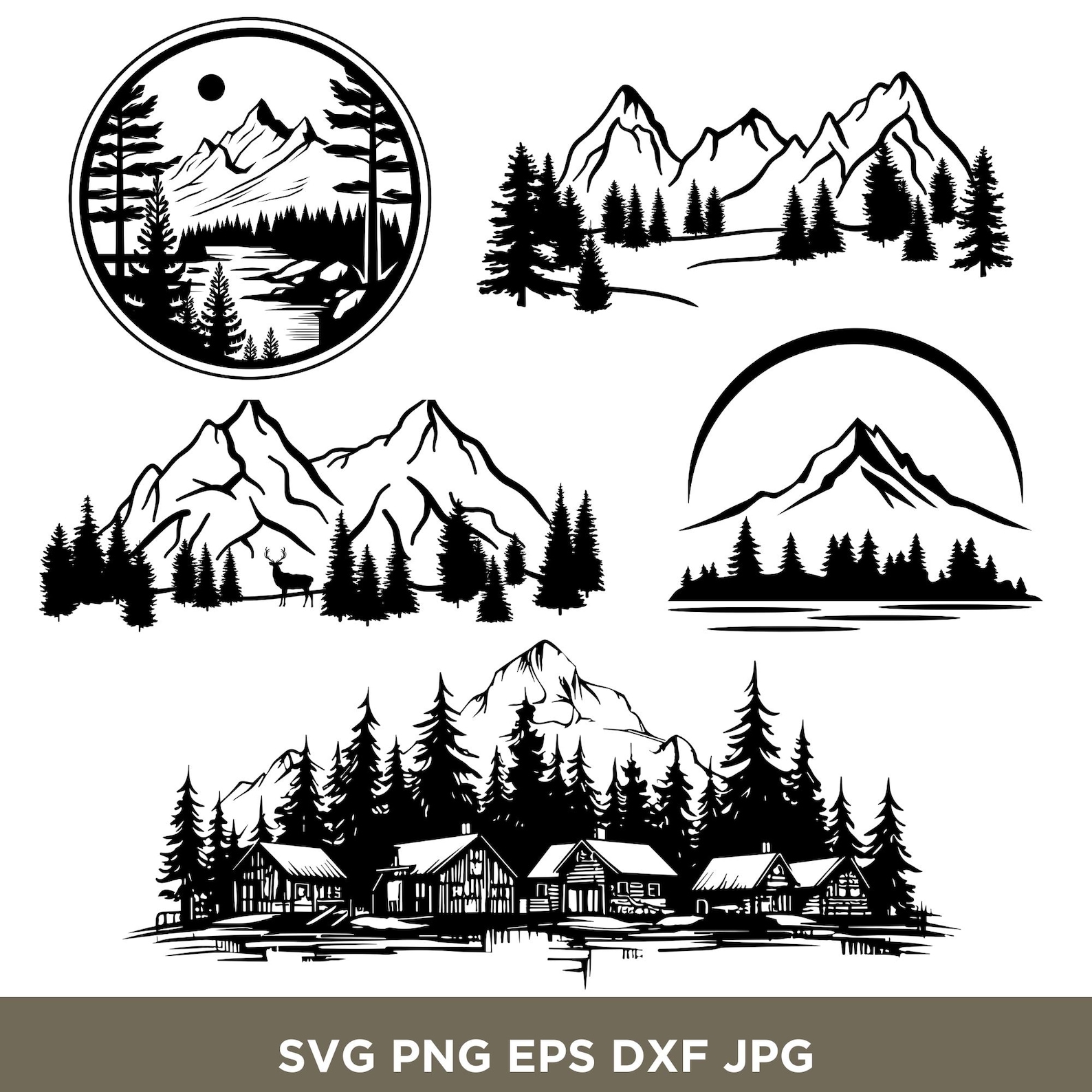 Mountain Scenes SVG Bundle: Adventure & Travel Designs (digital ...