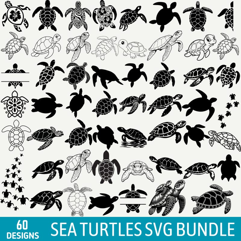 Sea Turtle Black Svg - Etsy UK