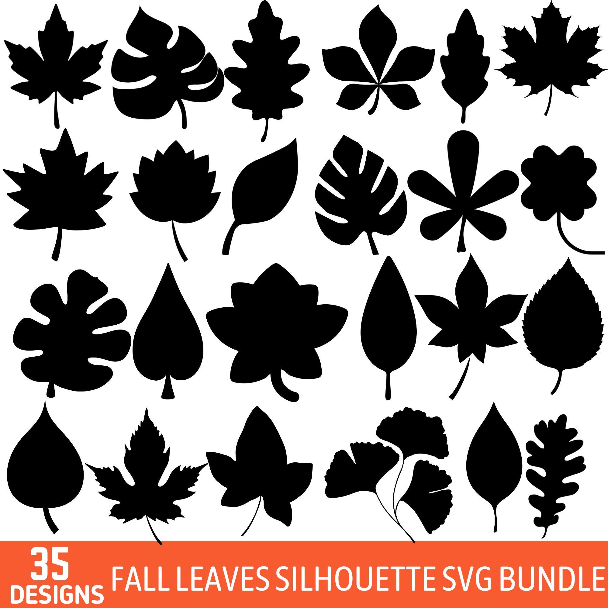 Leaf SVG Bundle, Autumn Leaves Silhouette SVG, Fall Leaf Clipart, Maple ...