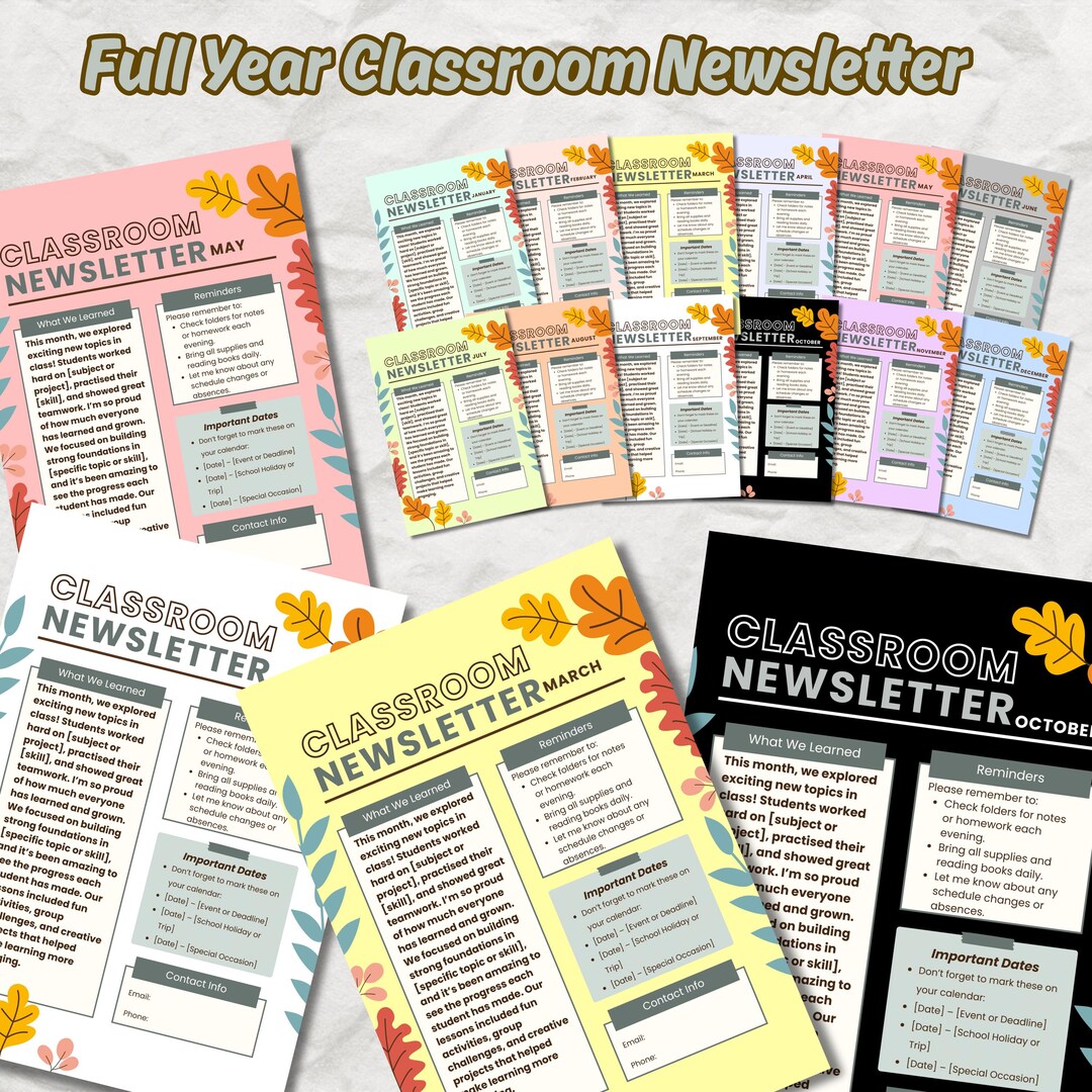 12 Month Newsletter, Classroom Newsletter, Newsletter Template ...