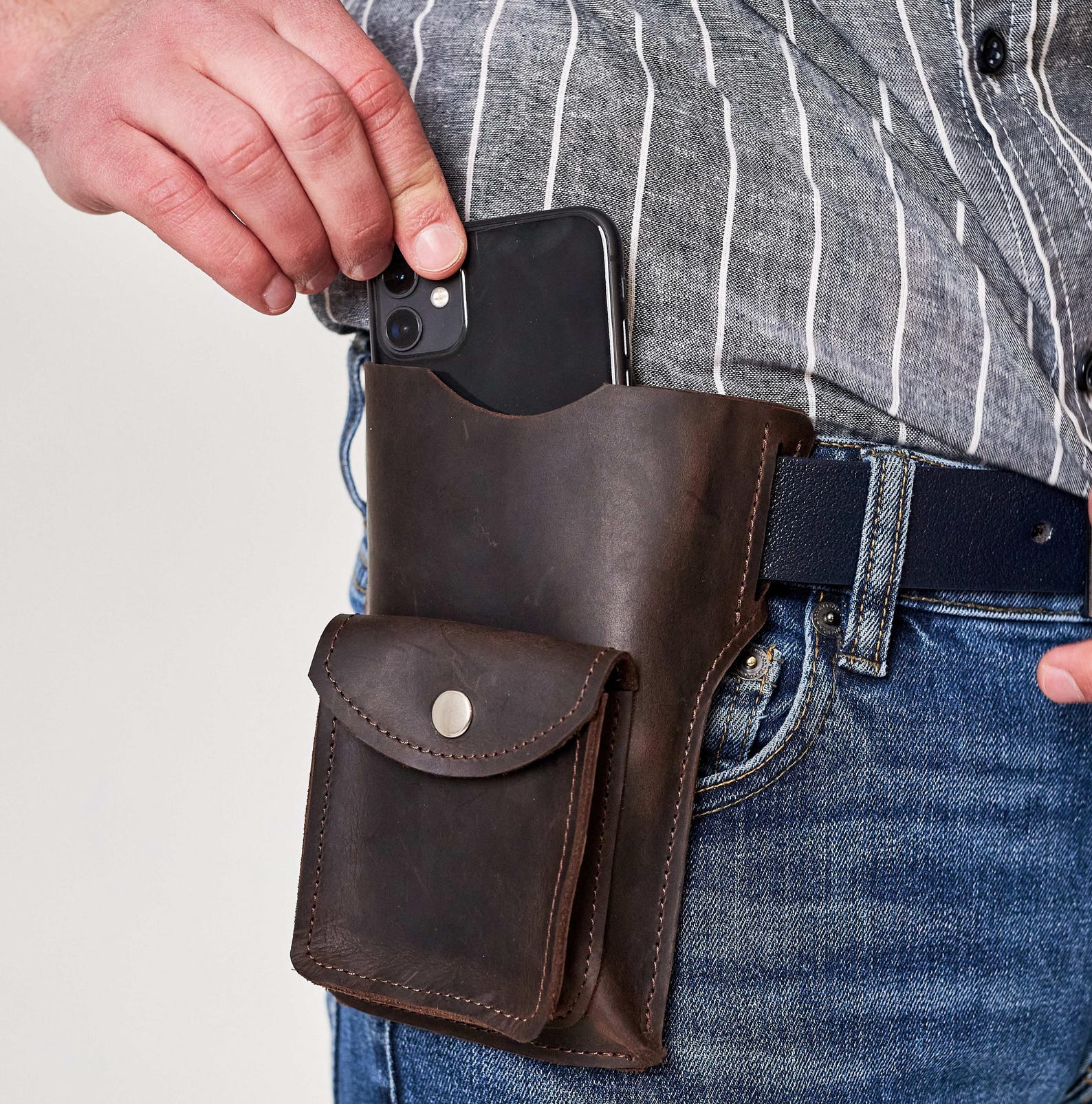 Custom Leather Phone Holster, Belt Phone Pouch, Phone Holsters Men ...