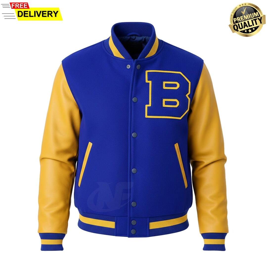 Handmade Micheal J. Wolf Letterman Blue & Yellow Varsity Jacket | Fan ...