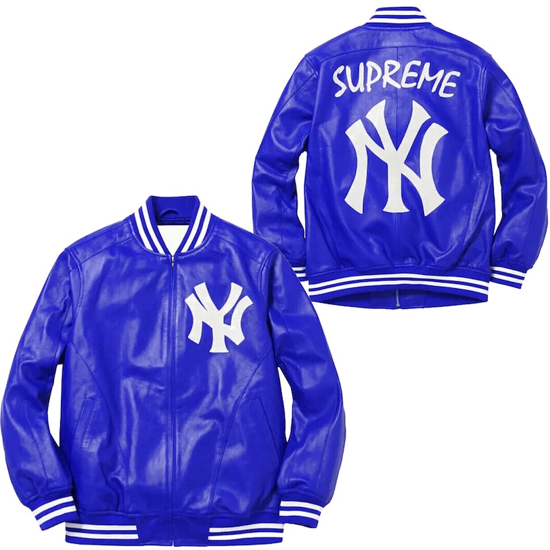 Men's Yankees Bomber Leather Varsity Jacket | Baseball Team Retro NY ...
