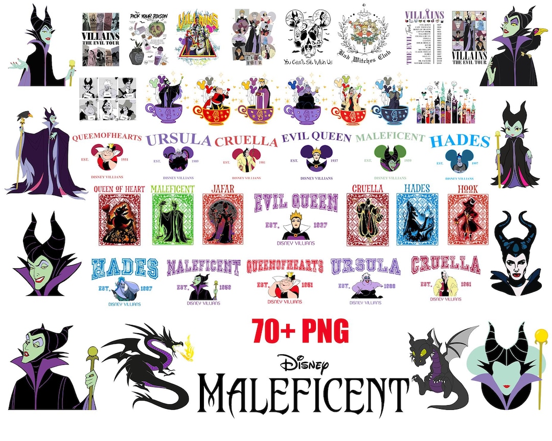 70+ Dis Ney Villains Png Bundle, Maleficent Png, Cartoon Halloween ...