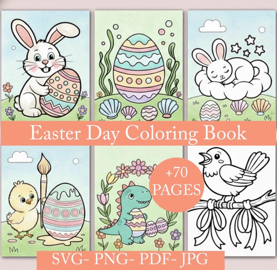 70+ Easter Coloring Book for Kids, Printable Easter Bunny Coloring ...