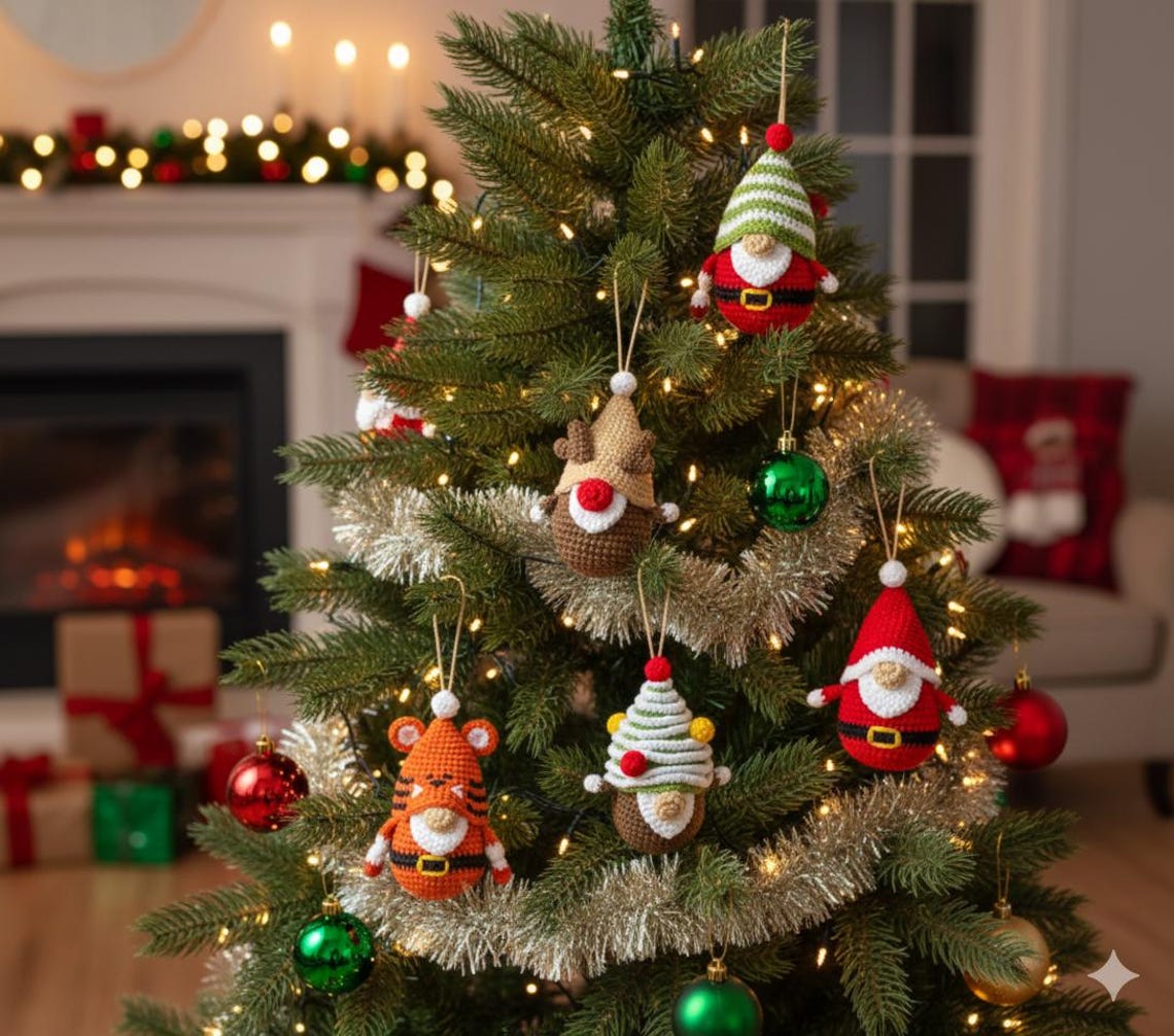 5 in 1 Christmasdoll Gnome Crochet Pattern, Cute Gnome Christmas Ornament PDF, Gnomes Elf,xmas ...