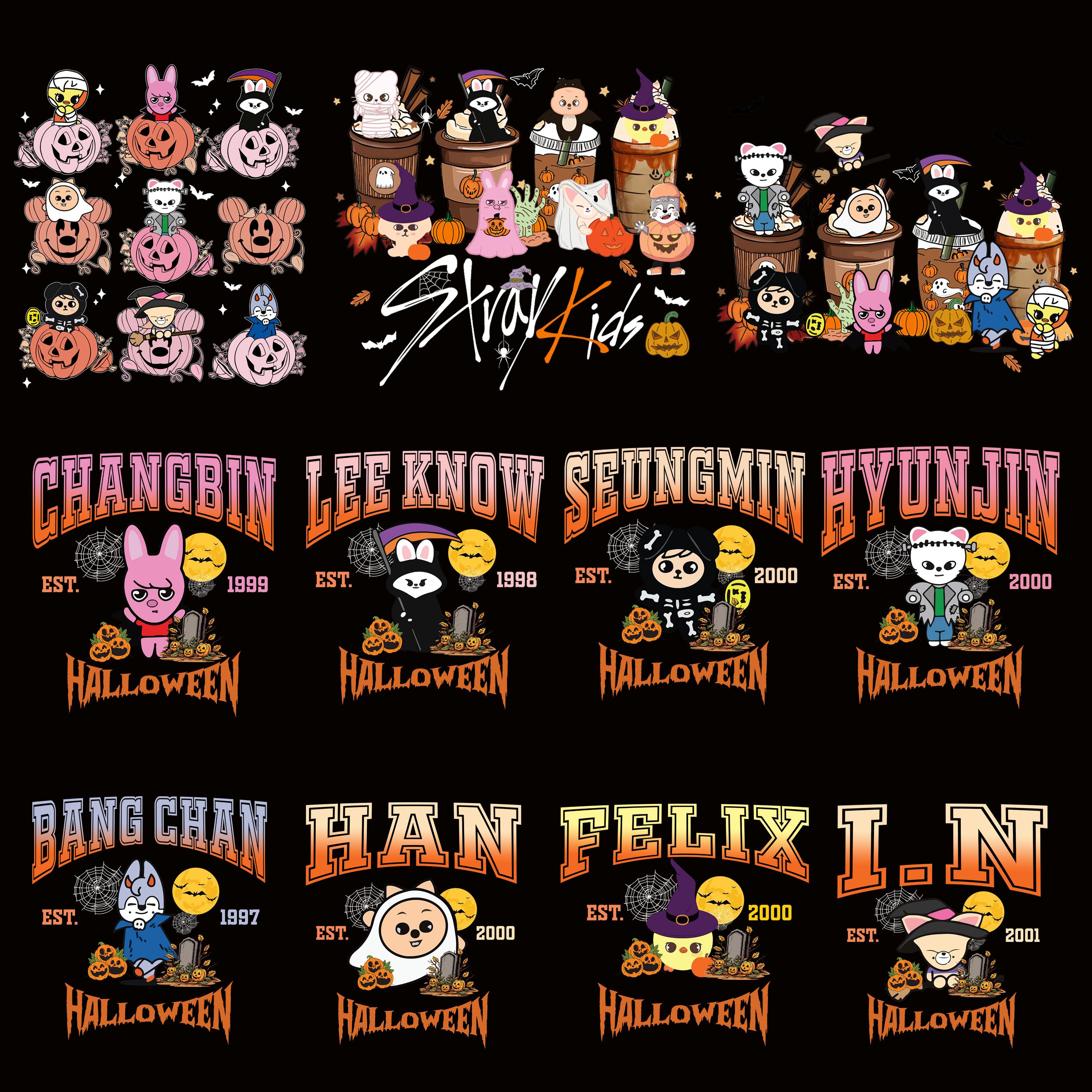 Stray Kids Halloween PNG Bundle, Cute Straykids Digital Download, SKZOO ...
