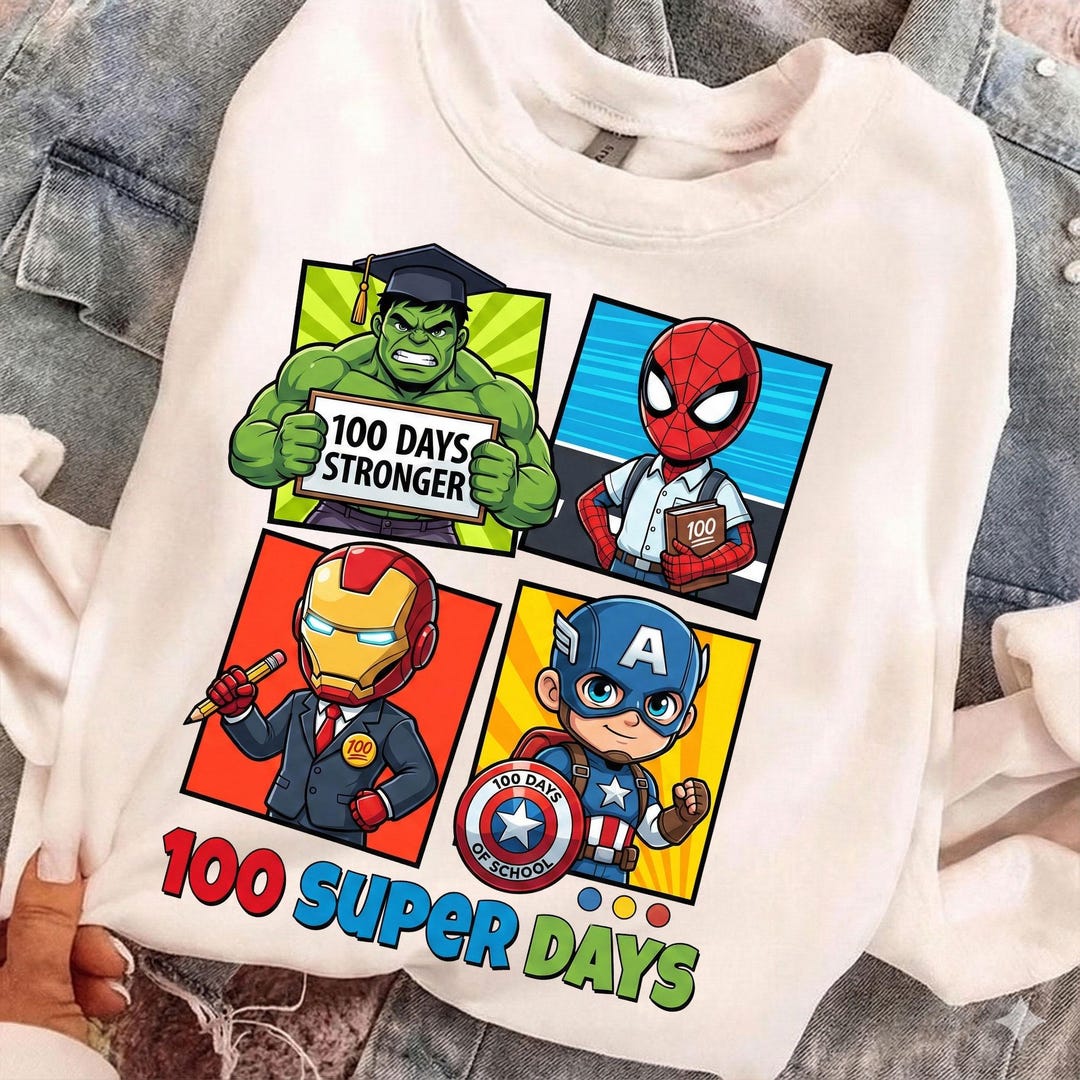 100 Days of School PNG, Superhero PNG, Marvel School, 100th Day Teacher ...