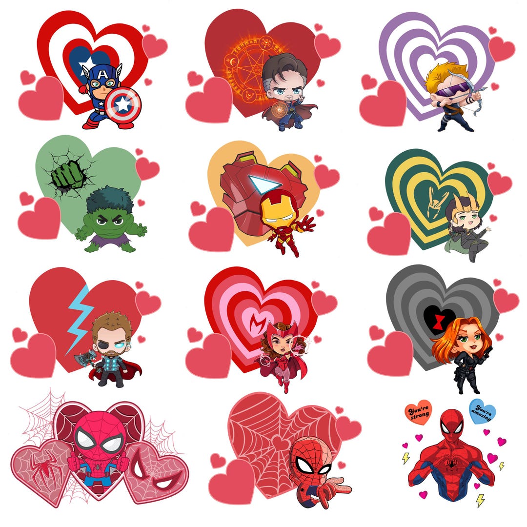 Avengers Chibi Png Bundle, Marvel Avengers Valentine, Cute Spiderman ...