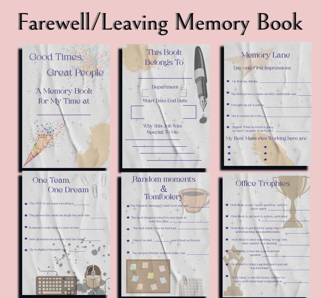 Farewell Memory Book | Work Leaving Gift | Printable Team Goodbye ...