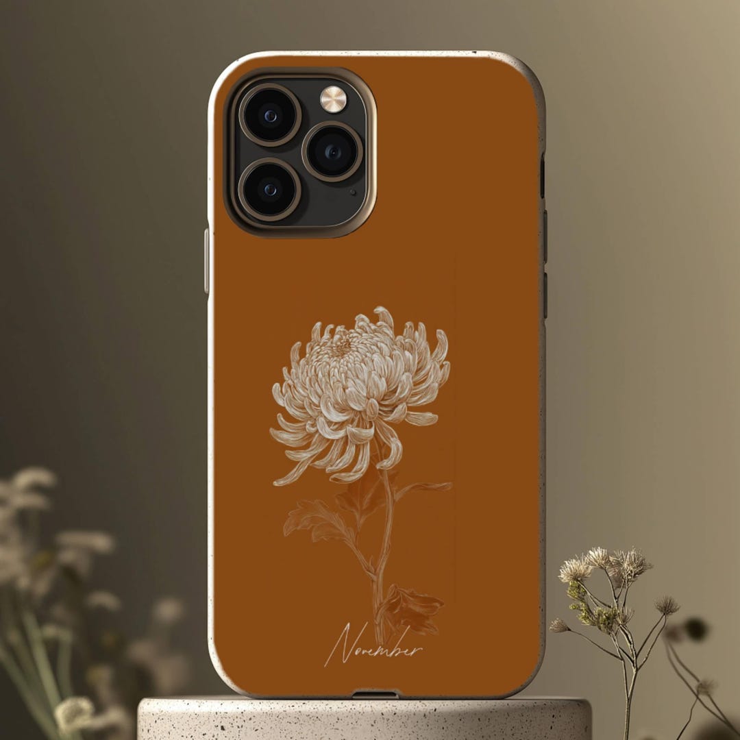 Custom November Birth Flower Case, Chrysanthemum Design, Personalized ...