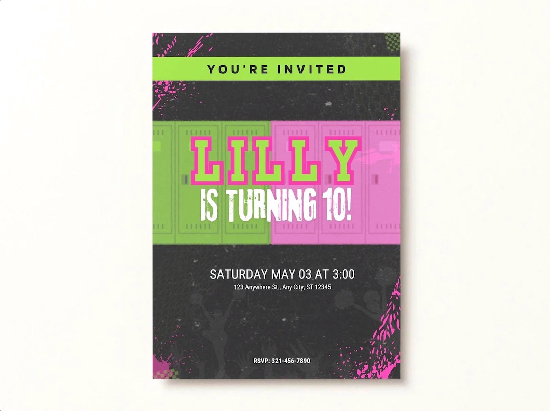 Disney Zombies Birthday Invitation - Editable Canva Template ...