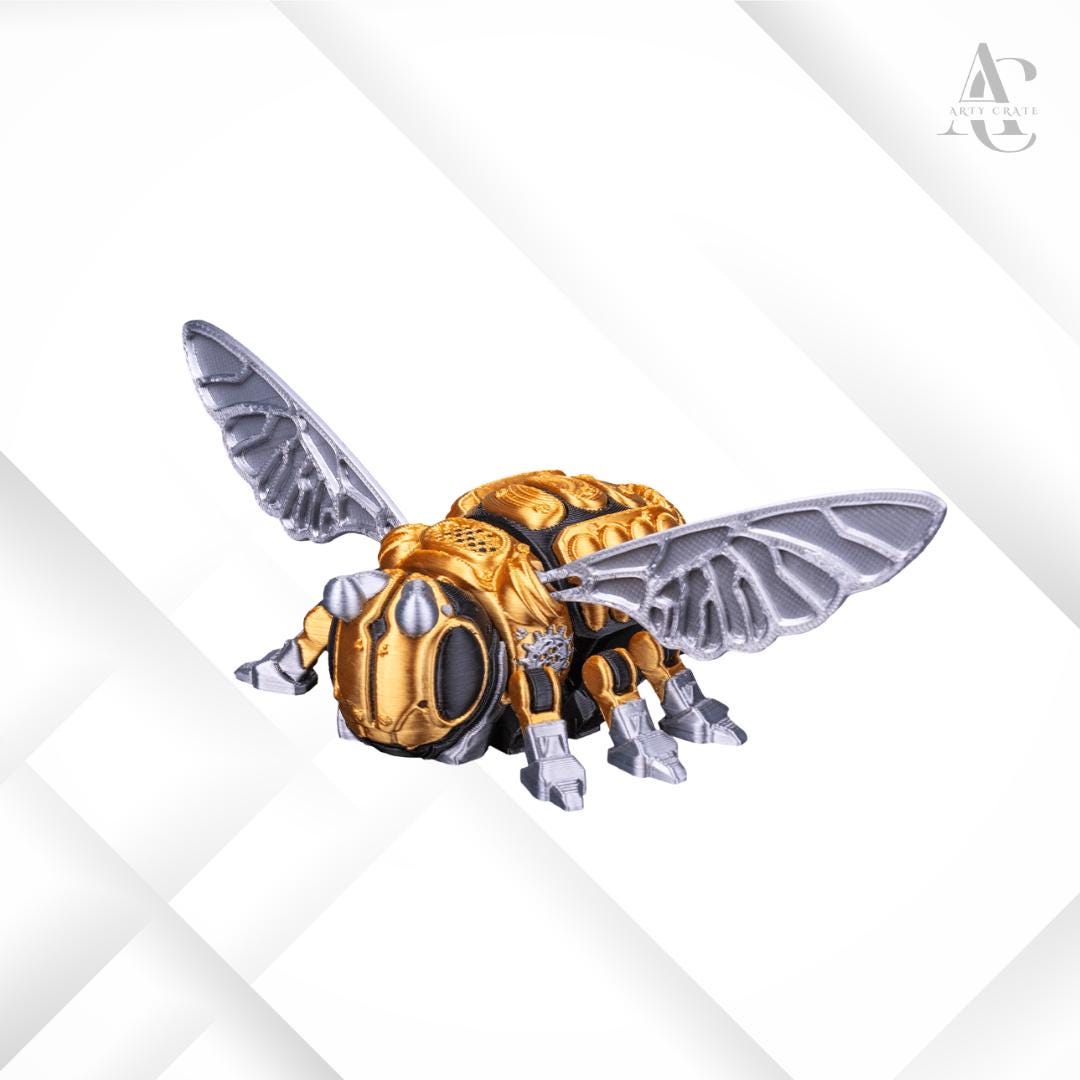 3D Printed Articulated Bee: Futuristic Cyberpunk Desk Toy - Etsy