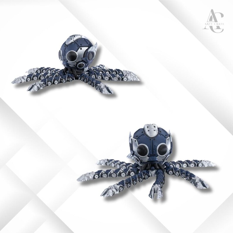 Octobot 3D Printed Robot Octopus Figurine Cute Sci Fi Desk Toy Flexible ...