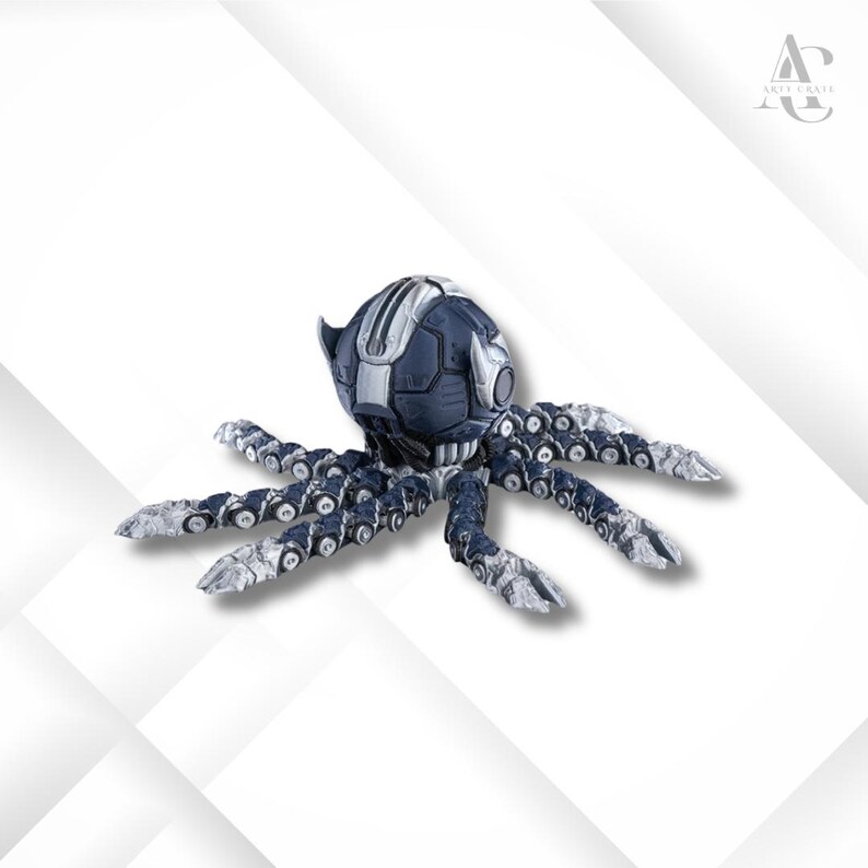 Octobot 3D Printed Robot Octopus Figurine Cute Sci Fi Desk Toy Flexible ...