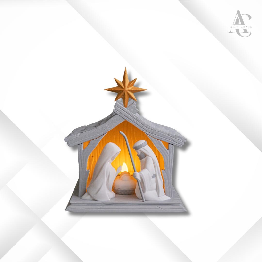 Light-up Nativity Scene 3D Christmas Tabletop Decor Holy Family Display ...