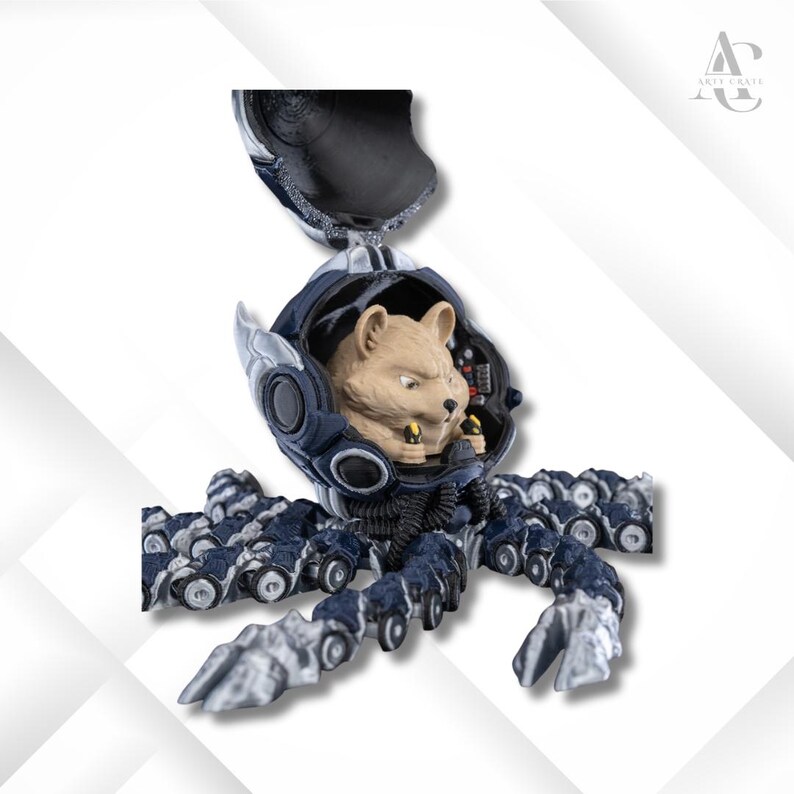 Octobot 3D Printed Robot Octopus Figurine Cute Sci Fi Desk Toy Flexible ...