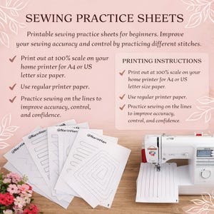 Sewing Machine Practice Sheets | Beginner Stitch Exercises (printable ...