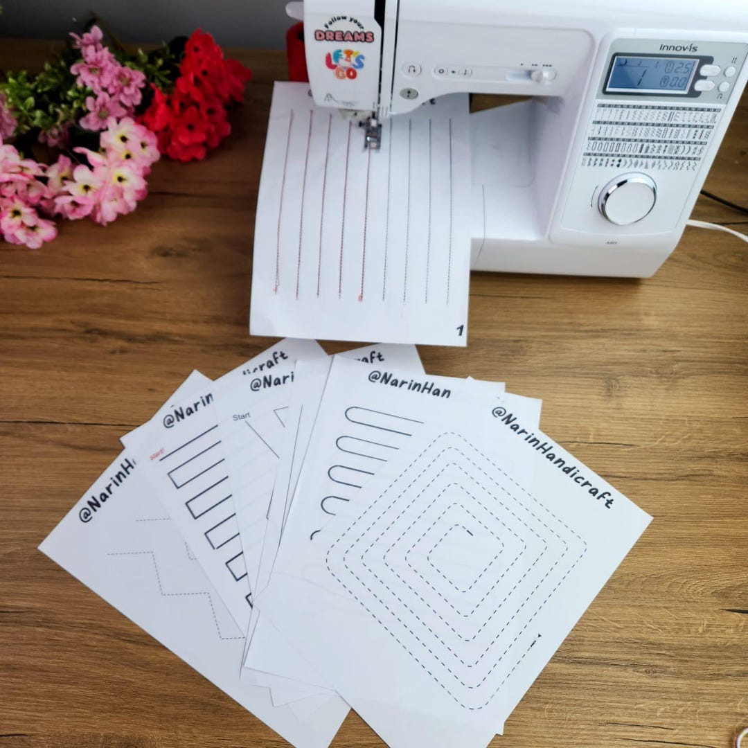 Sewing Machine Practice Sheets | Beginner Stitch Exercises (printable ...