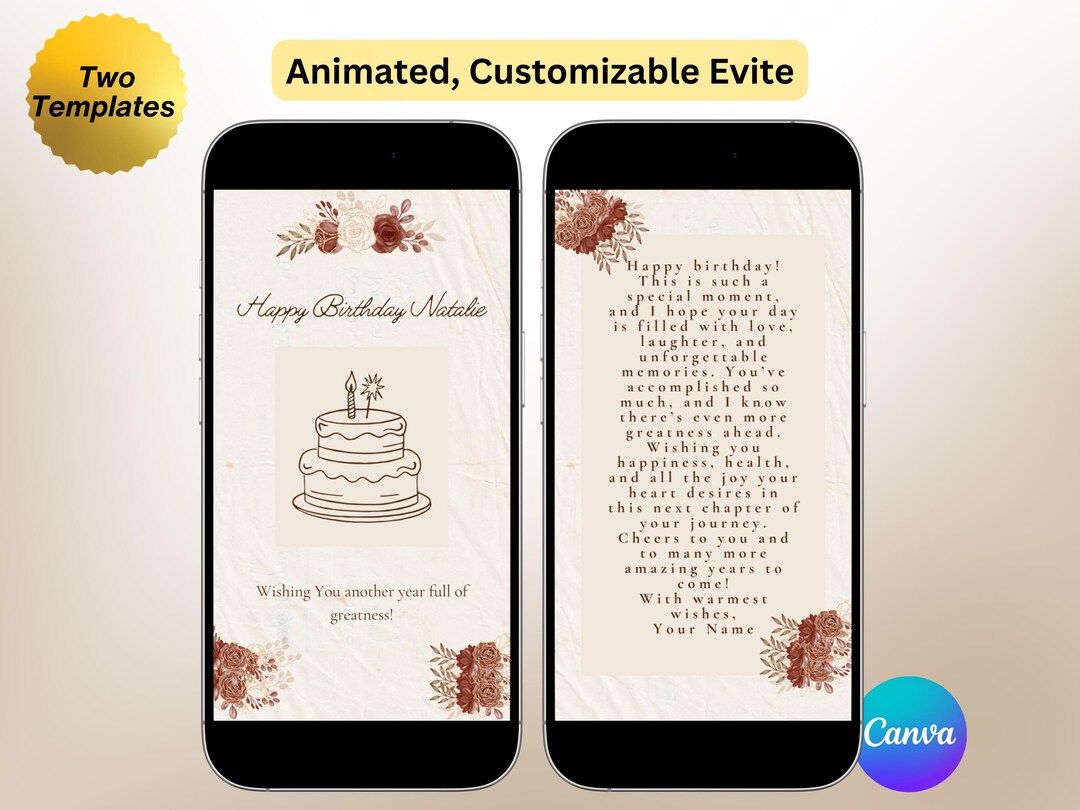 Animated Birthday E-card: Editable Canva Template (digital Download) - Etsy