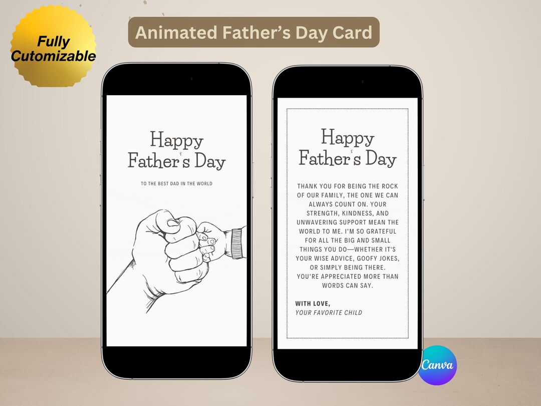 Animated Father's Day Card: Editable Canva Template (digital Download ...
