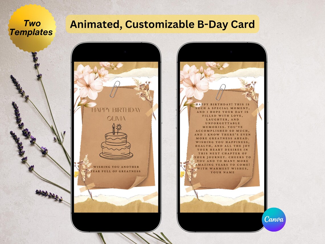 Animated Birthday E-card: Editable Canva Template (digital Download) - Etsy
