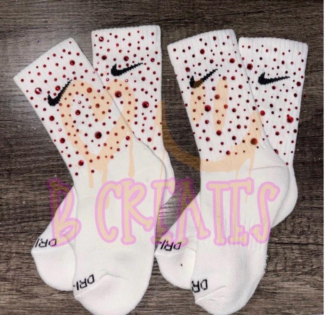 Red Rhinestone Socks | Bling Sparkle Socks | Personalized Team Spirit ...