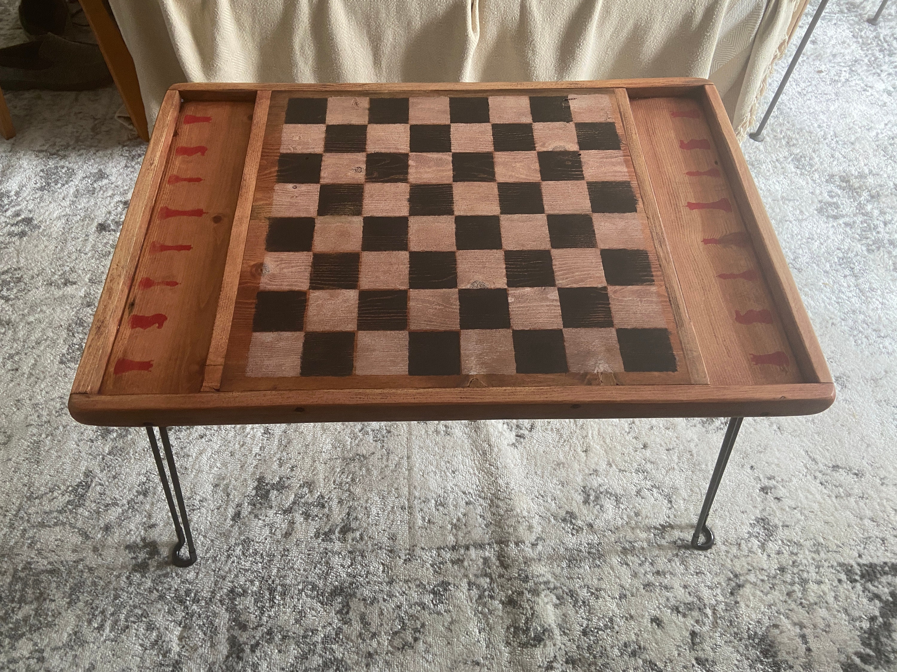 Chess/backgammon Reversible Coffee Table W/hairpin Legs! Christmas ...