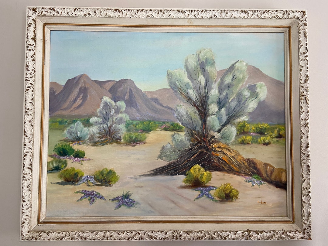 Vintage Mid-century Desert Oil Painting--signed BY ARTIST! W/original ...