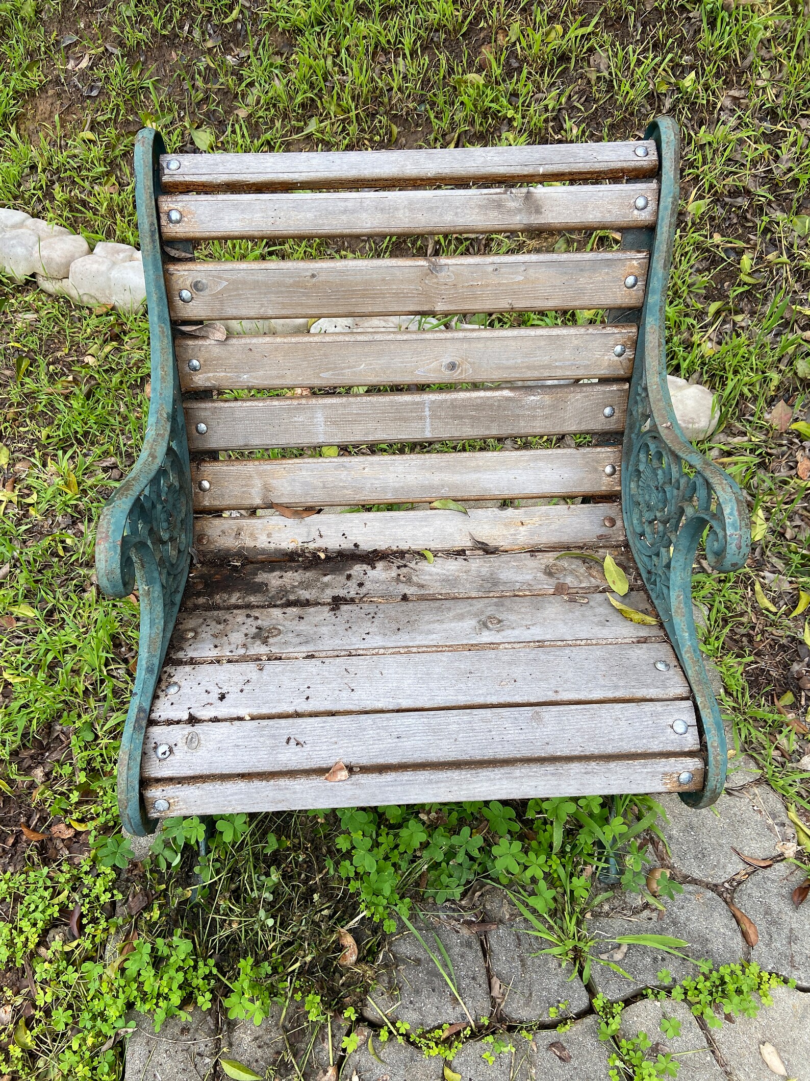 Vintage Wrought Iron Patio Chair W/aged Slats Read Description - Etsy