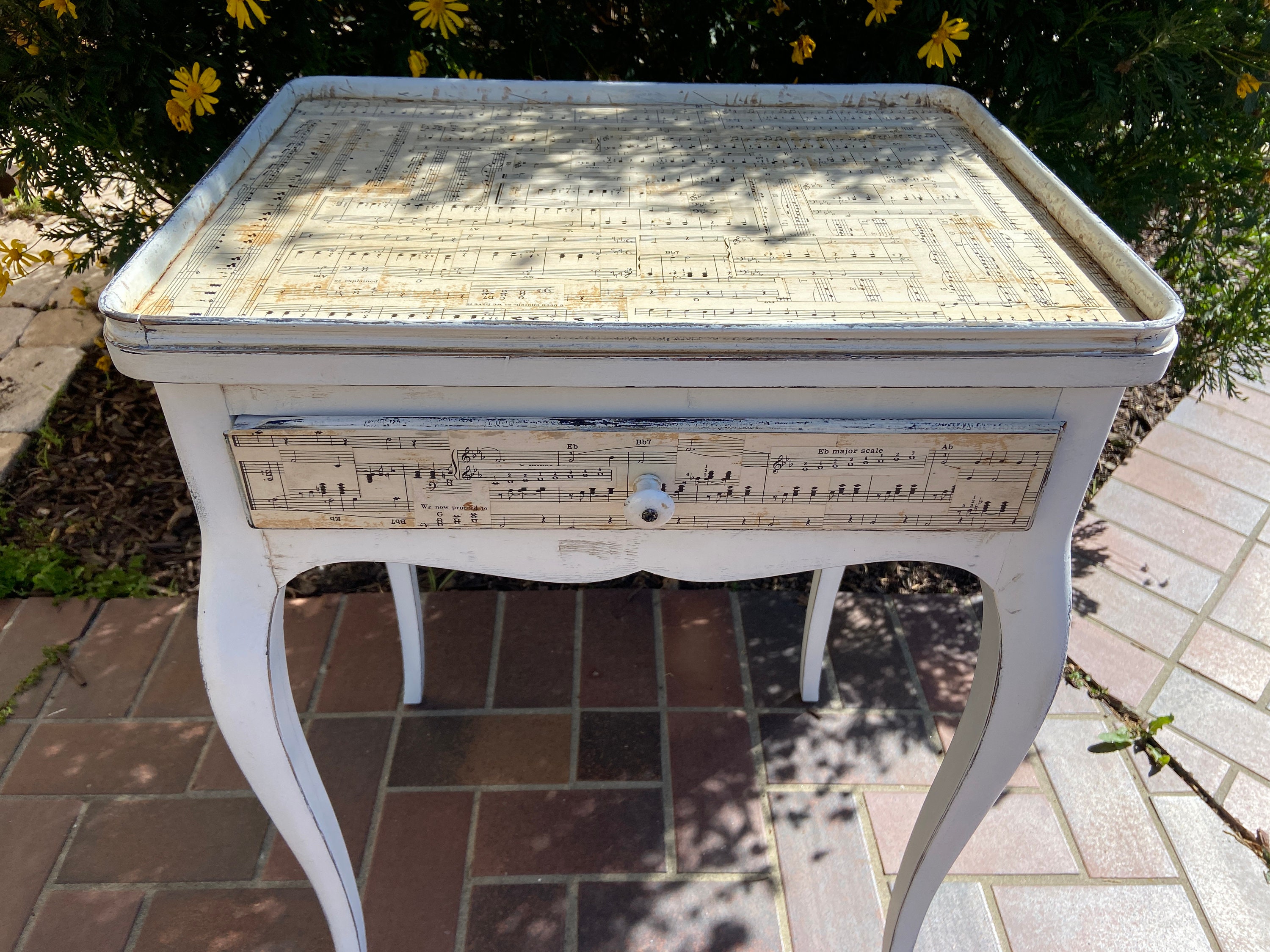 Vintage Upcycled French Music Accent Table - Etsy