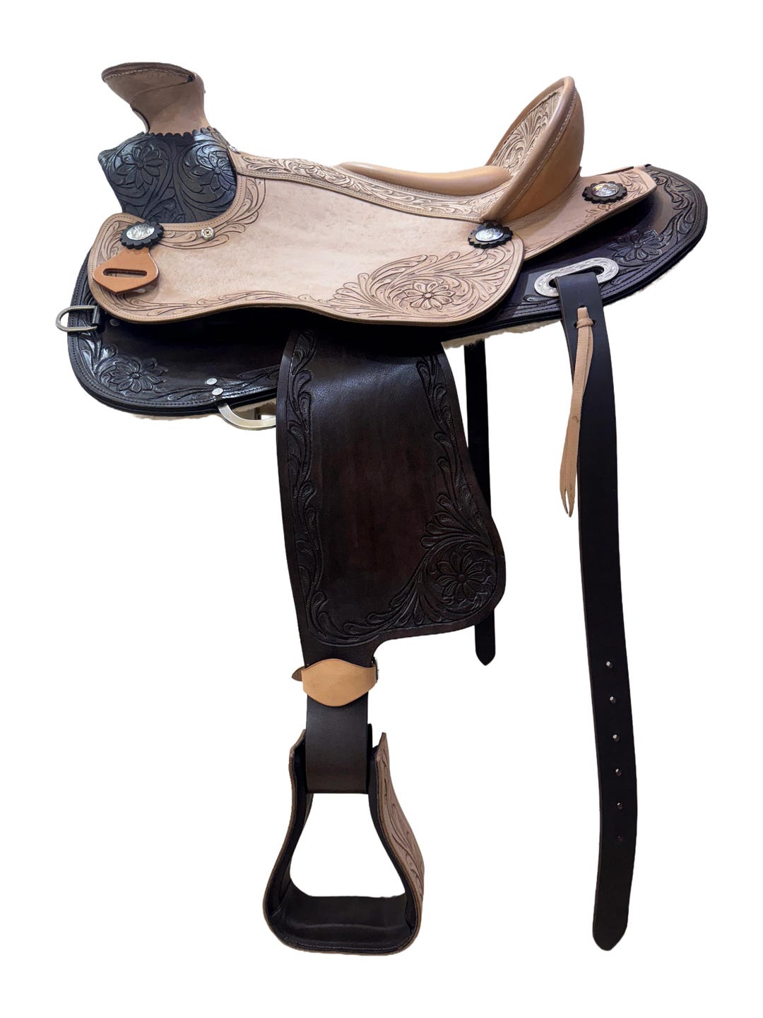 Tooled Wade Western Saddle: Buffalo Crust Leather Fiber Tree - Custom ...