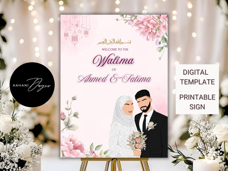 Walima Welcome Sign, Customizable Template, Editable Design, Muslim ...