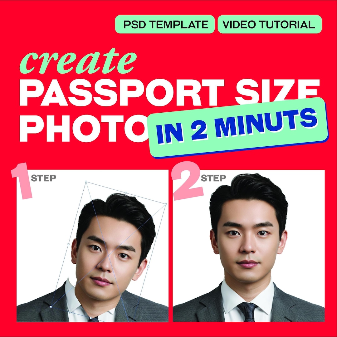 Create Passport Size Photo in 2 Minuts (photoshop Template, Video ...