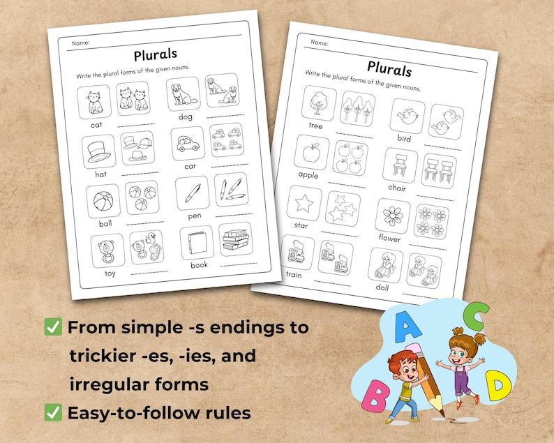 Plural Nouns Worksheets: Grammar Practice, Regular & Irregular ...