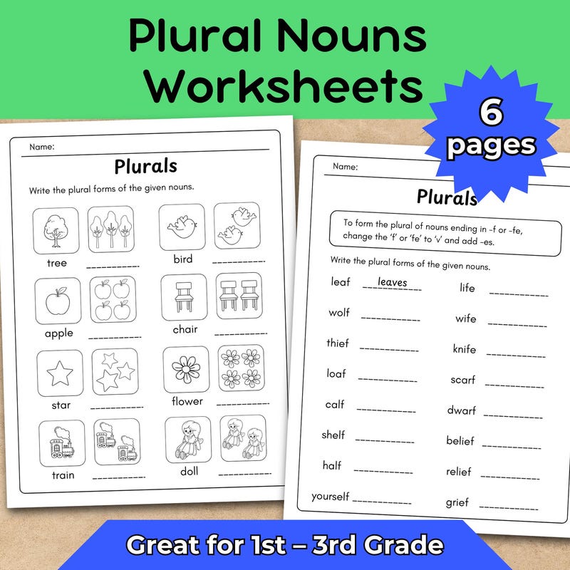 Noun Worksheet Pdf - Etsy UK