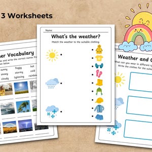 Weather Worksheets for Kids – Flashcards, Vocabulary, Clothes, Weekly ...