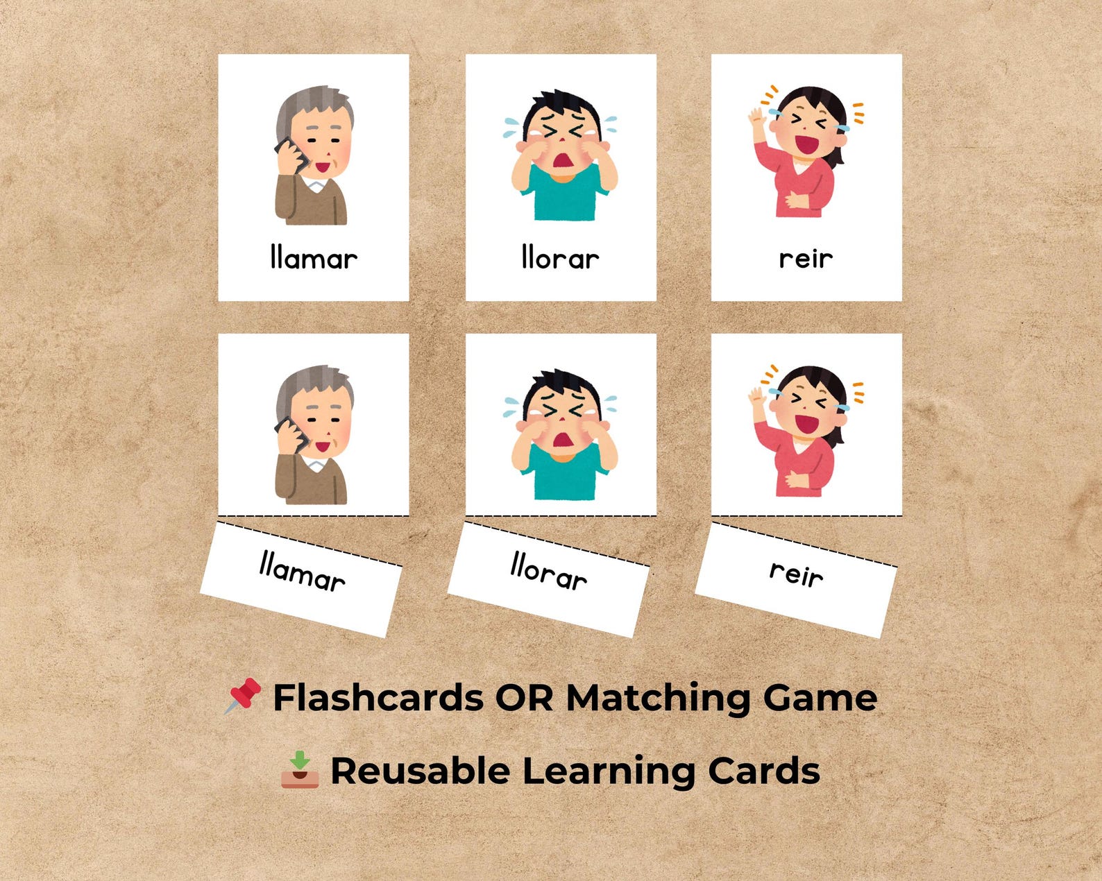 Spanish Verbs Flashcards | 28 Action Words in Spanish, Printable ...